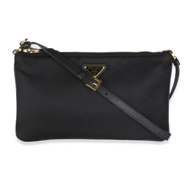 Prada Re-nylon Saffiano Raso Shoulder Bag - Black