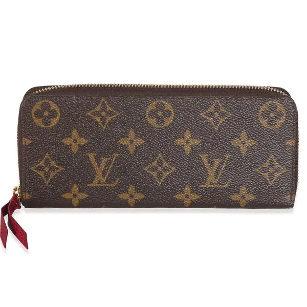 LOUIS VUITTON Fuschia Monogram Canvas Clemence Wallet - Brown