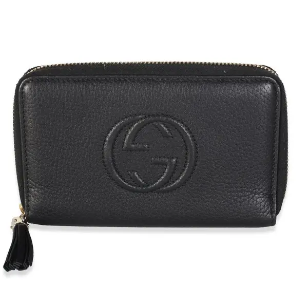 Gucci Pebbled Calfskin Medium Soho Zip Around Wallet - Black