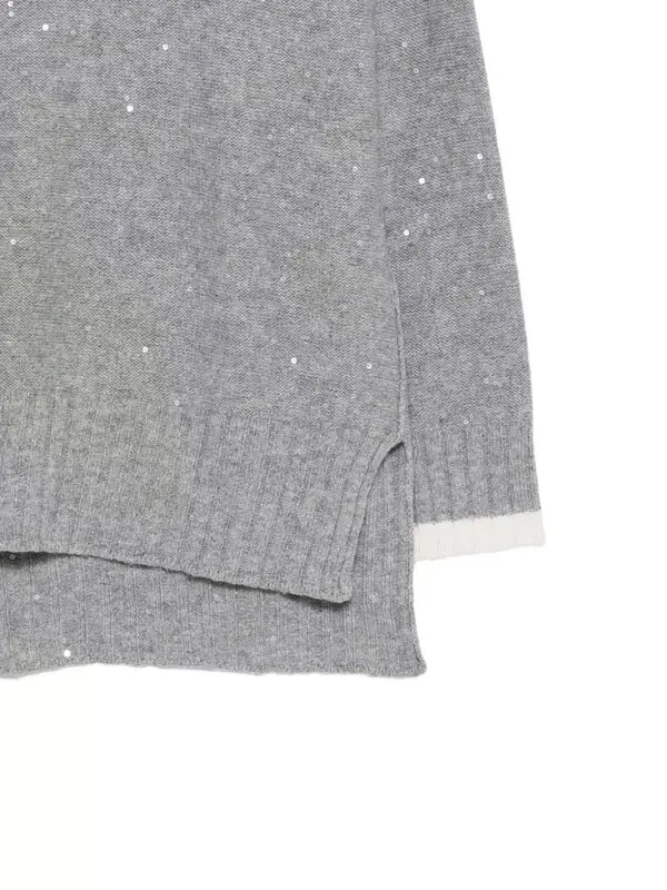 Lorena Antoniazzi Reversible Sequin-embellished Side-slit Sweater