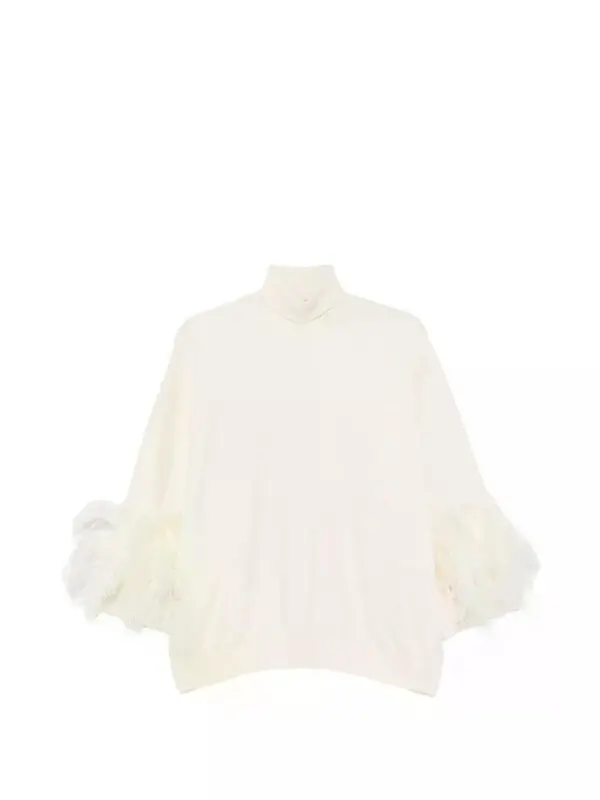 Alberta Ferretti Feather-trim Roll-neck Sweater