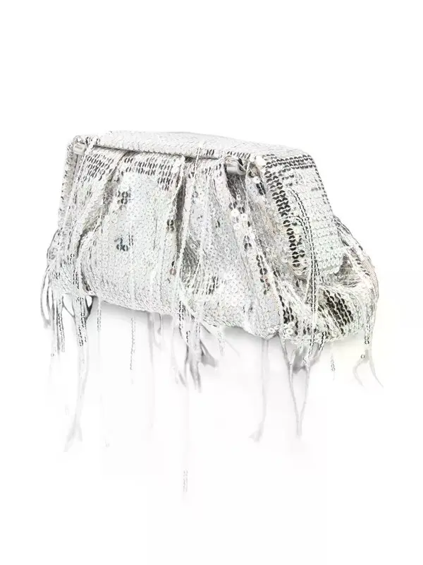 THEMOIRE Athena Sequin-embellished Fringed Clutch Bag