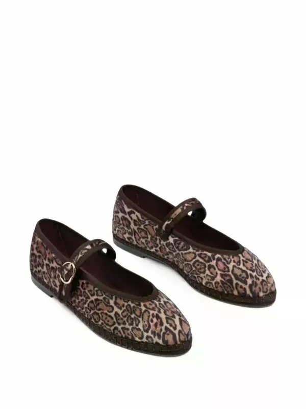 FLABELUS Pierre Leopard-print Velvet Ballet Flats - Brown