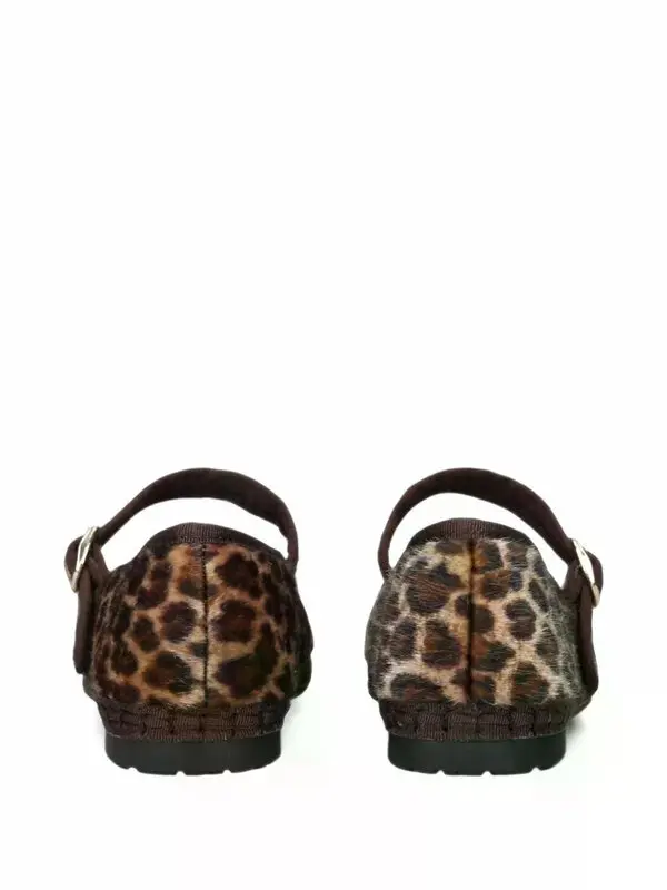 FLABELUS Pierre Leopard-print Velvet Ballet Flats - Brown