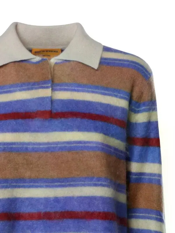 Guest In Residence Striped Polo-collar Sweater