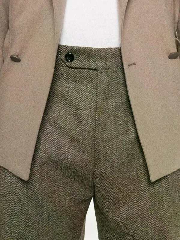 BERWICH Chiaia Herringbone Pleated Trousers