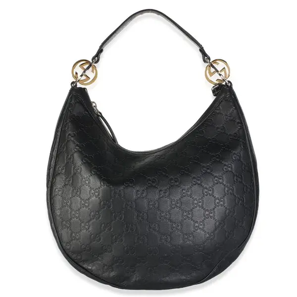 Gucci Gg Guccissima Calfskin Twins Hobo - Black