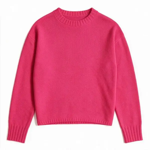 BRODIE CASHMERE Cable Sleeve Crew Bright Cherry