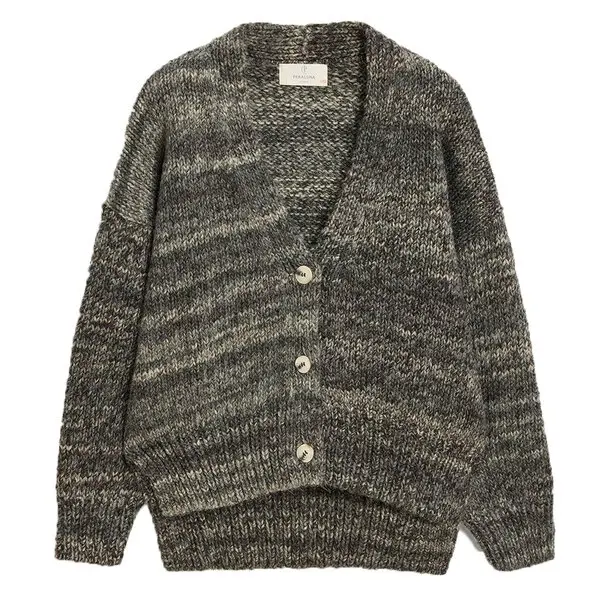 PERALUNA Napoli Alpaca Blend Knit Cardigan In Anthracite Marl