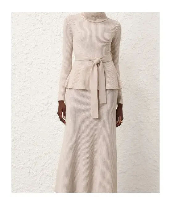 Zimmermann Illustration Self-tied Waist Peplum Jumper
