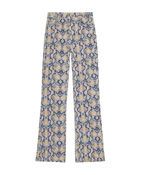 GANNI Python Printed Flared Trousers
