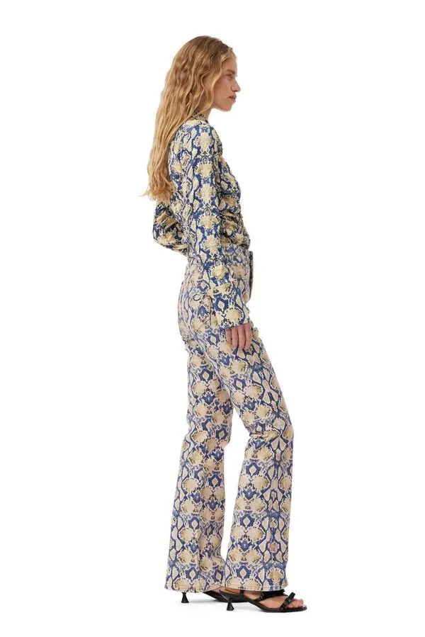 GANNI Python Printed Flared Trousers