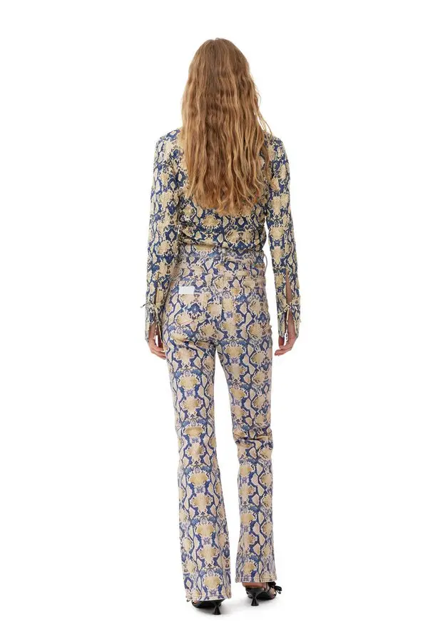 GANNI Python Printed Flared Trousers