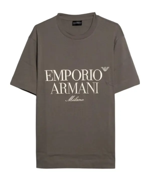 Emporio Armani Logo Embroidered Crewneck T-shirt - Grey