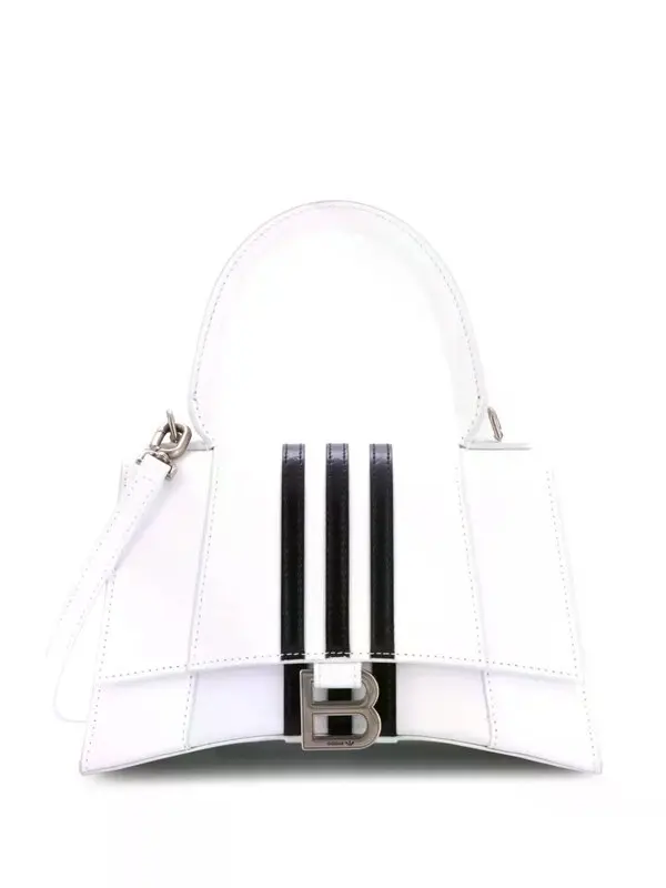 Balenciaga X Adidas Hourglass Top Handle Bag Leather Small Satchel - White