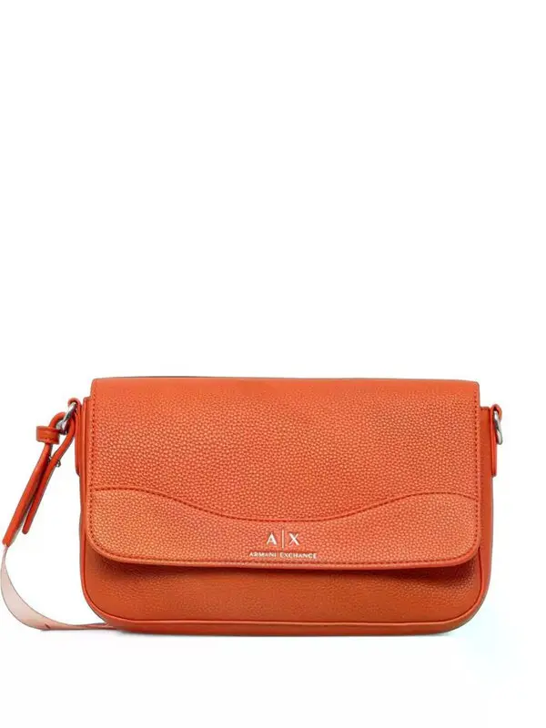 Armani Exchange Logo-plaque Pebbled Cross Body Bag - Orange
