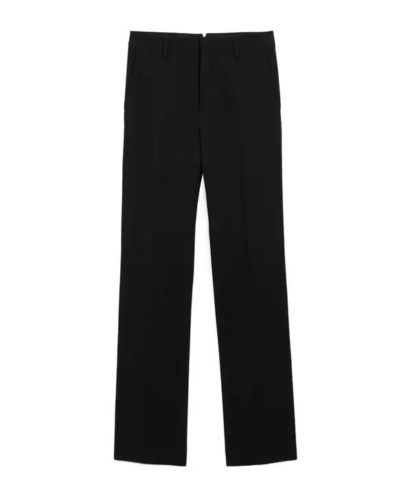 AMI Paris Straight Leg Trousers In Wool Serge - Black