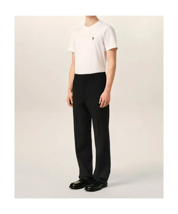 AMI Paris Straight Leg Trousers In Wool Serge