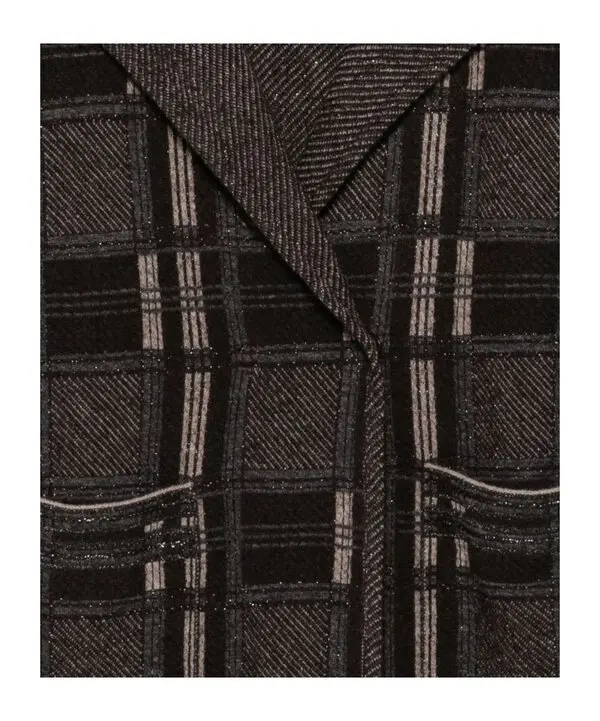 D.exterior Checked Long Coat