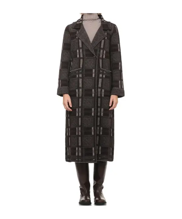 D.exterior Checked Long Coat