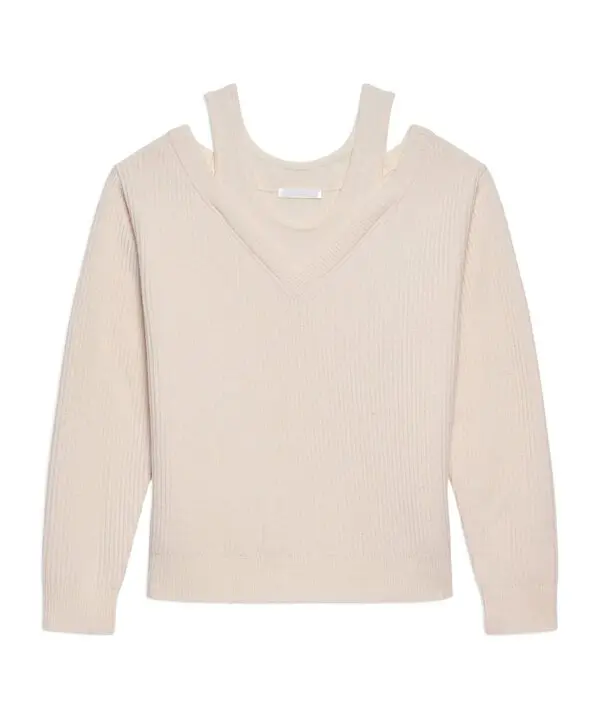 Helmut Lang Double-layer V-neck Sweater - Ivory