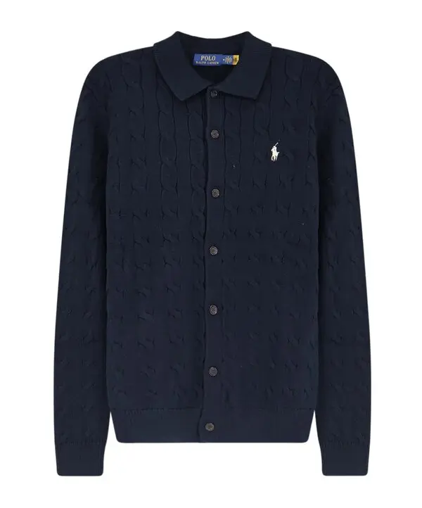 Polo Ralph Lauren Cable Knit Logo Cardigan - Blue