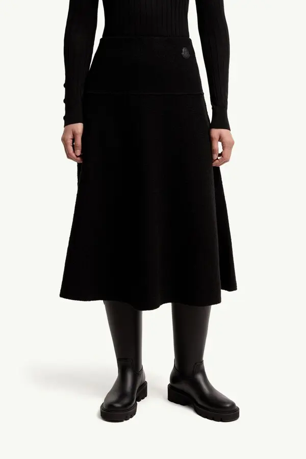 Moncler Bouclé Wool Blend Midi Skirt