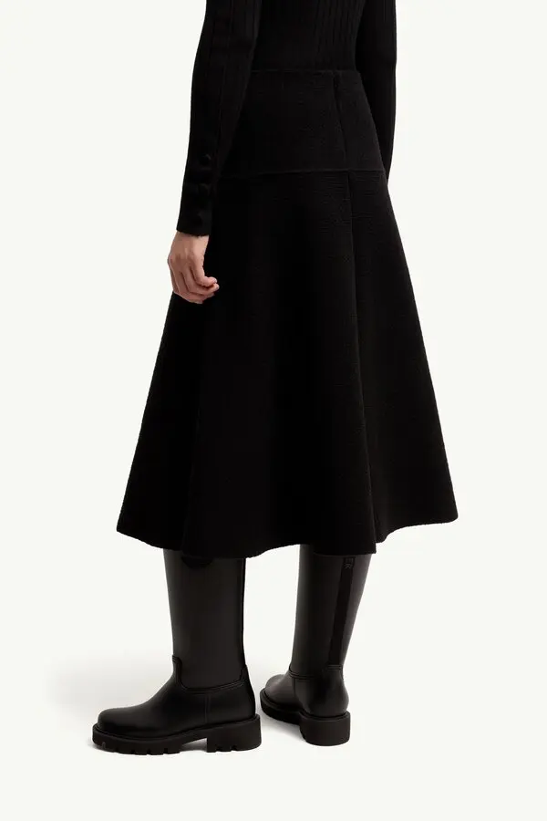 Moncler Bouclé Wool Blend Midi Skirt