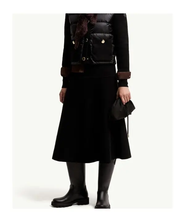 Moncler Bouclé Wool Blend Midi Skirt