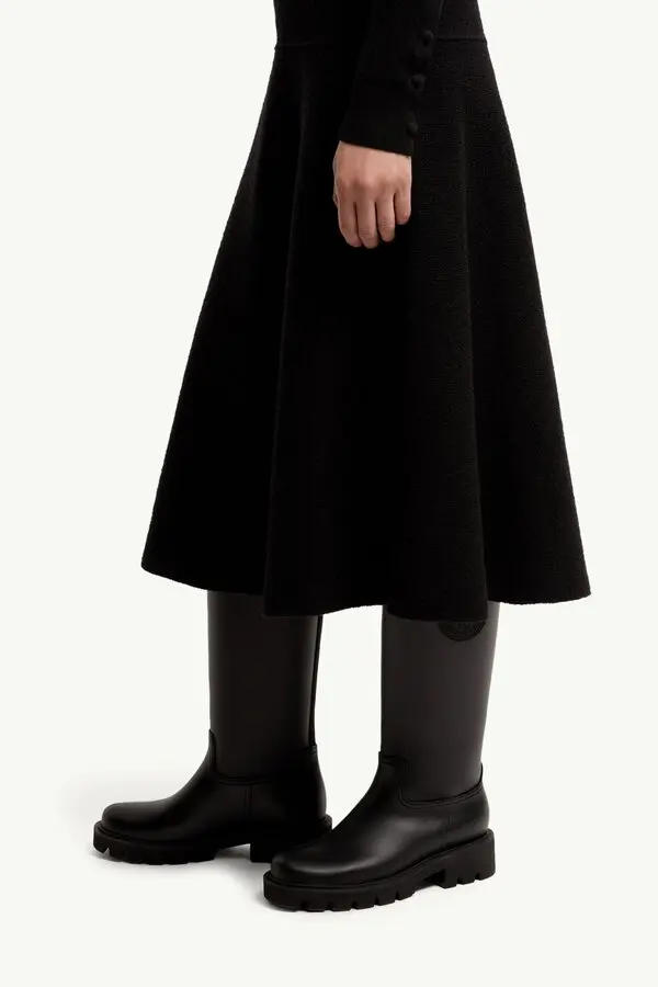 Moncler Bouclé Wool Blend Midi Skirt