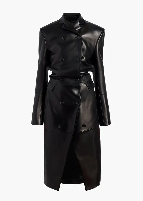 Khaite Rolon Coat In Leather - Black