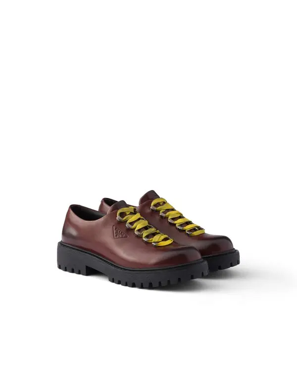 Prada Aged Leather Lace-up Shoes