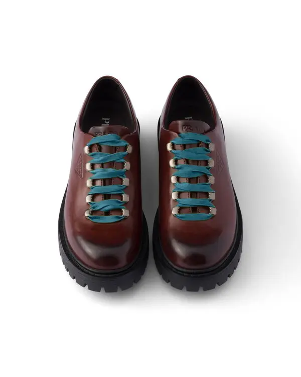 Prada Aged Leather Lace-up Shoes