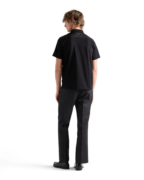 Prada Stretch Cotton Polo Shirt With Re-nylon Details