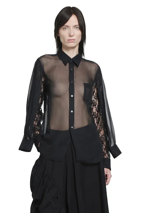 Comme Des Garçons Mesh And Lace T-shirt - Black