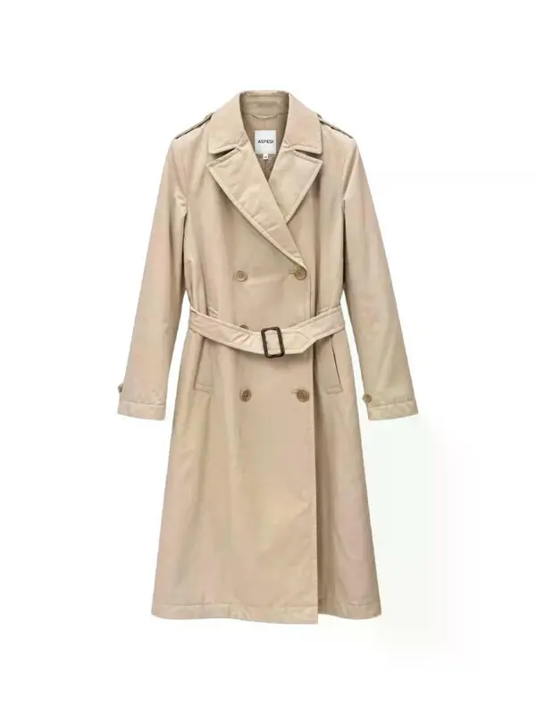 Aspesi Double-breasted Belted Trench Coat - Neutrals