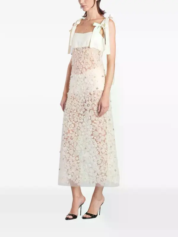 SIEDRES Tallula Floral-appliqué Bow-detail Dress