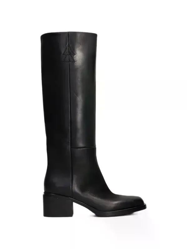Elena Iachi Aramis Ebony Logo-embroidered Knee-high Boots - Black