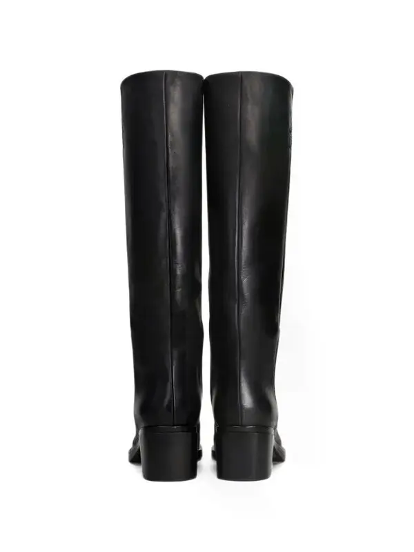 Elena Iachi Aramis Ebony Logo-embroidered Knee-high Boots