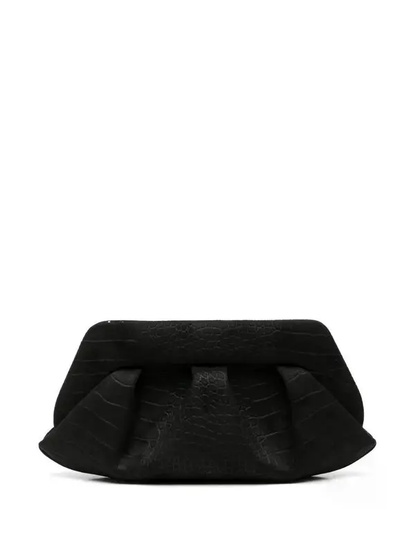 THEMOIRE Crocodile-effect Bios Clutch Bag - Black