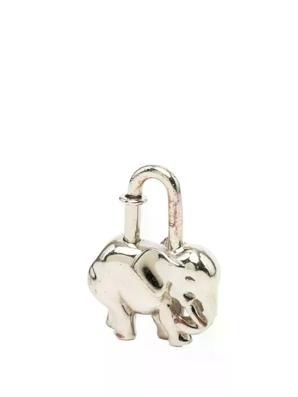 Hermès 1997 Palladium Plated Elephant Cadena Lock Charm Key Chain