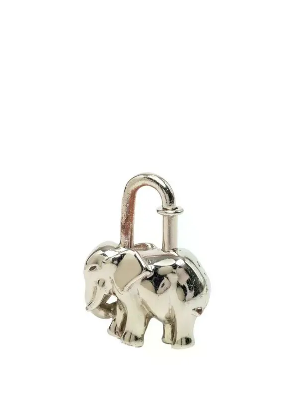 Hermès 1997 Palladium Plated Elephant Cadena Lock Charm Key Chain