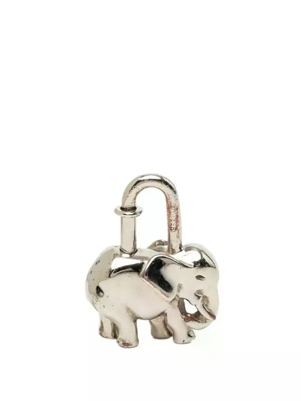 Hermès 1997 Palladium Plated Elephant Cadena Lock Charm Key Chain