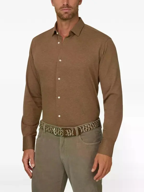 Boggi Milano Polo Shirt Mouliné Cotton Regular-fit - Brown