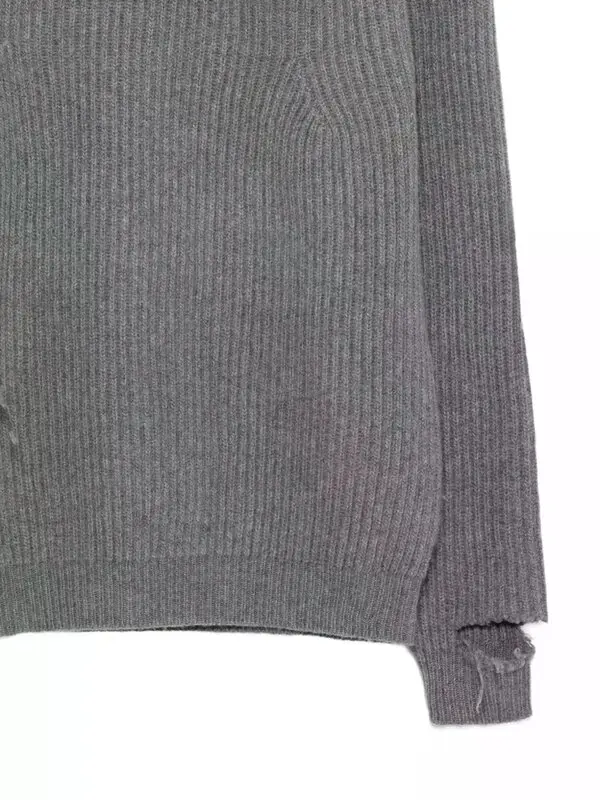 HAIKURE Linden Distressed Ribbed-knit Sweater