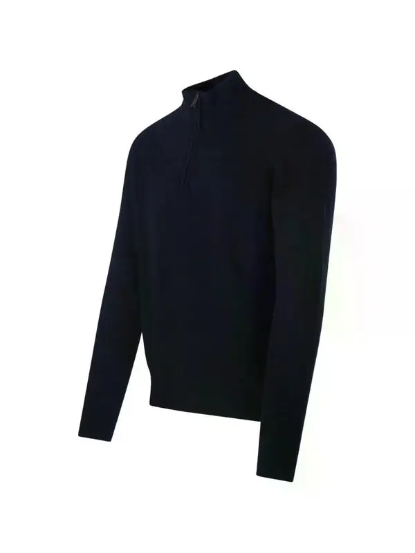ROBERTO COLLINA Quarter-zip Knitted Sweater - Blue