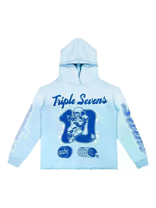 TRIPLE SEVENS All Star Football Graphic Print Hoodie - Blue