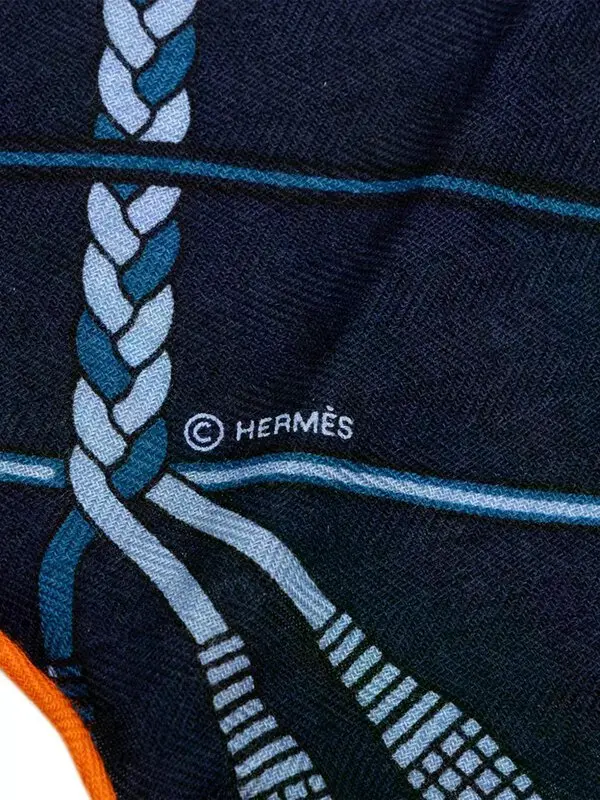 Hermès 2000-2026 Unplugged Fringed Cashmere Silk Scarf 90 Scarves