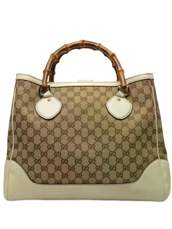 Gucci 2000-2015 Gg Canvas Bamboo Diana Tote Bag - Neutrals