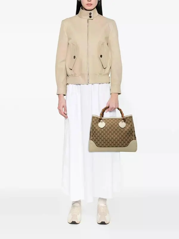 Gucci 2000-2015 Gg Canvas Bamboo Diana Tote Bag